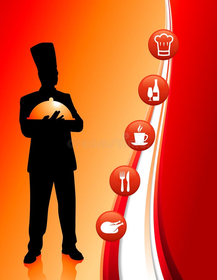 Chef on Abstract Background with Icons Stock Vector - Illustration of ...
