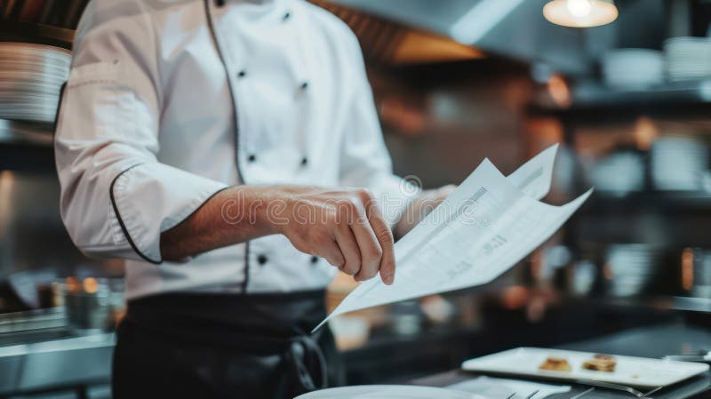Chef Adjusting Menu Prices To Optimize Restaurant Stock Illustration ...