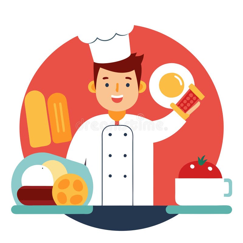 Chef Arranging a Breakfast Plate with Eggs, Bacon, and Toast, Chef ...