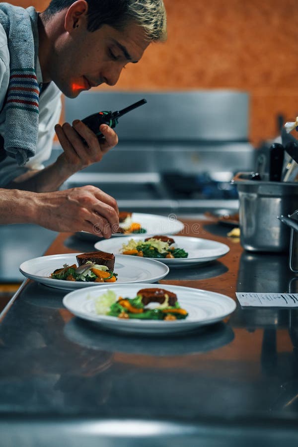 Chef Preparing Dishes for Tasting Menu Stock Image - Image of cook ...