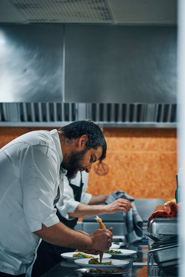 Chef Preparing Dishes for Tasting Menu Stock Image - Image of hotel ...