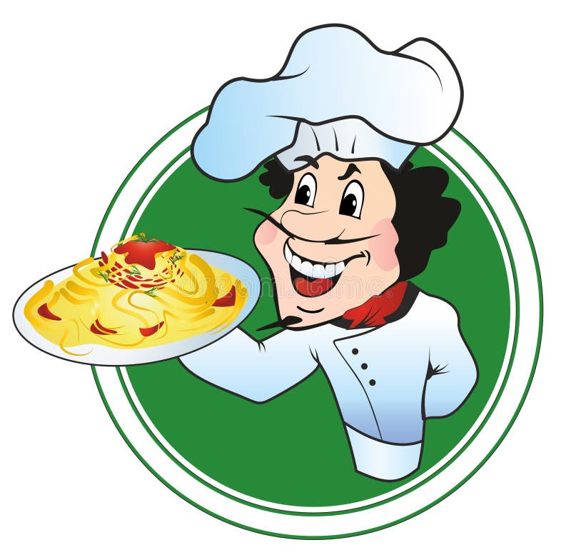 Chef Avec Un Plat Des Spaghetti Illustration de Vecteur - Illustration ...