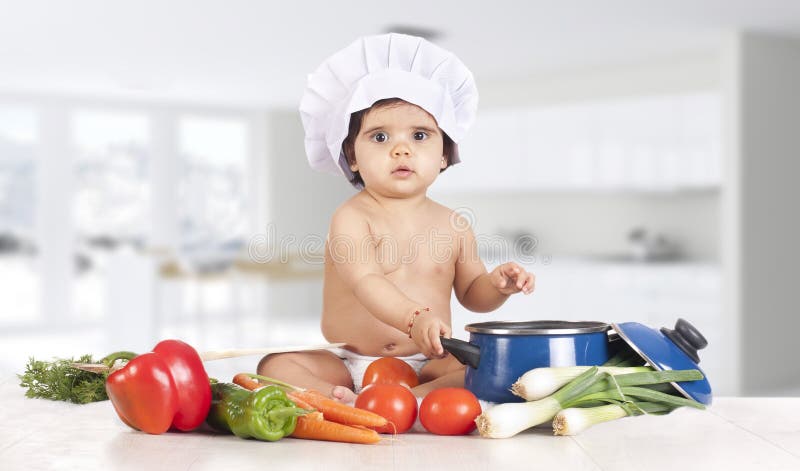 Chef baby kitchen stock photo. Image of expression, play - 28739936