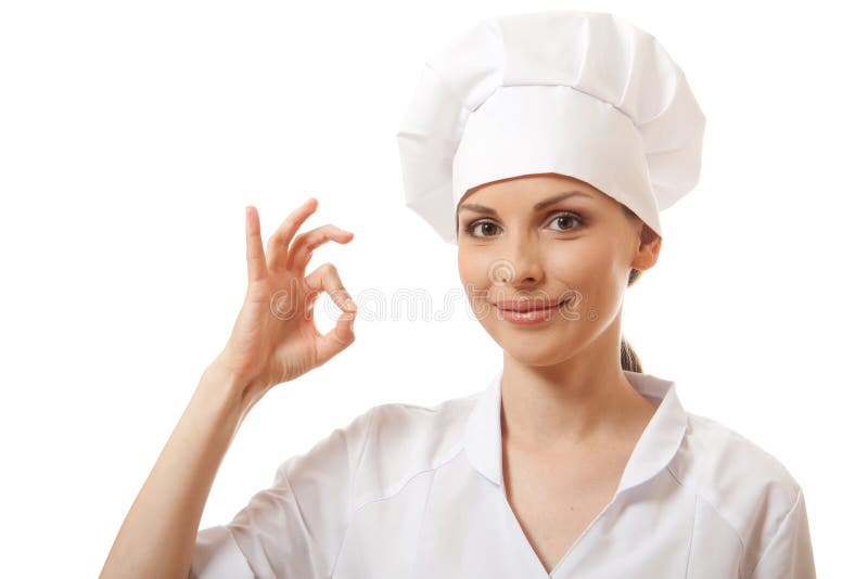 Chef Baker or Cook Showing Ok Hand Sign Stock Image - Image of adult ...
