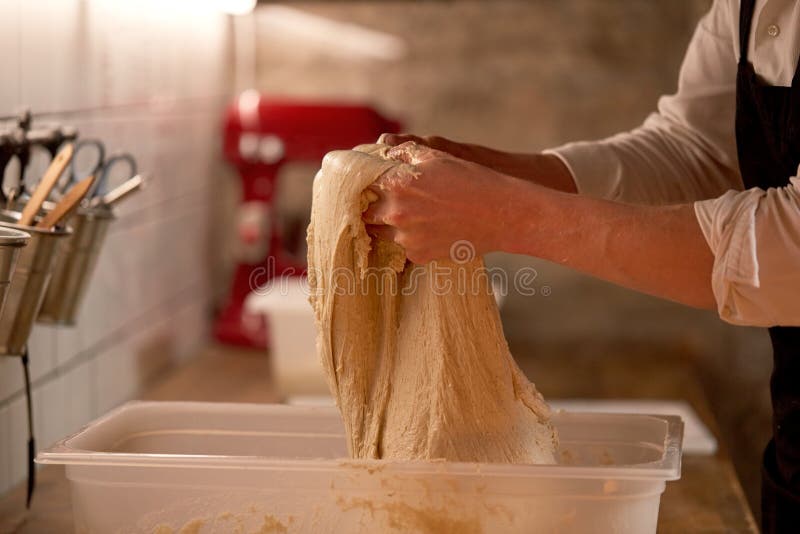Chef or Baker Cooking Dough at Bakery Stock Photo - Image of nutrition ...