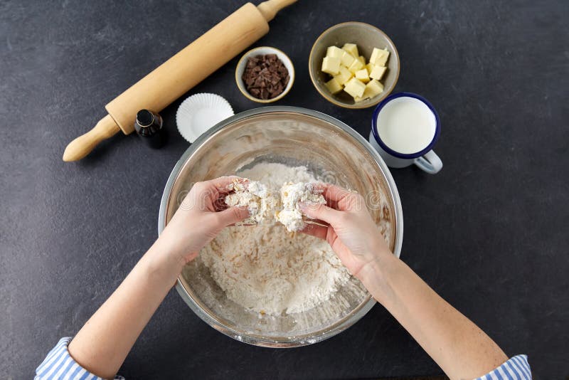 Chef or Baker Making Dough at Bakery Stock Image - Image of flour, cook ...