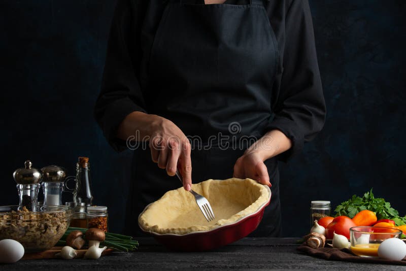 The Chef Baker Press the Pastry Over the Base and Up the Sides. Making ...
