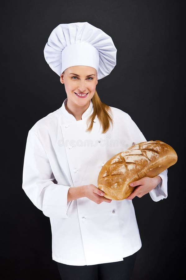 Chef Baker Smailing, Baked Bread. Stock Image - Image of bread, cooking ...
