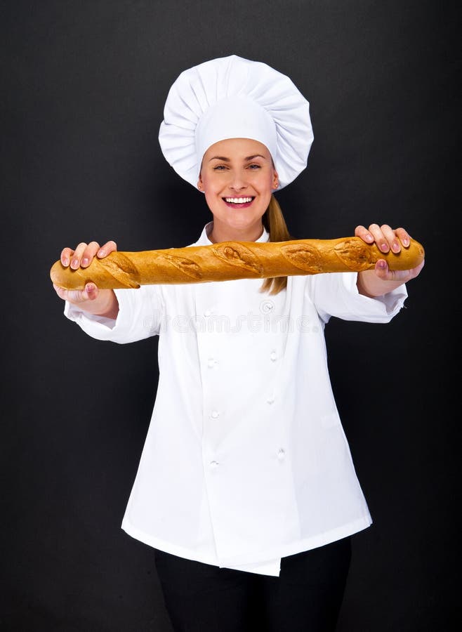 Chef Baker Smailing, Fresh Baked Bread. Stock Photo - Image of happy ...