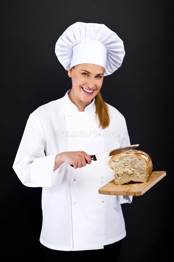 Chef Baker Smelling Baked Bread. Stock Photo - Image of bakery ...