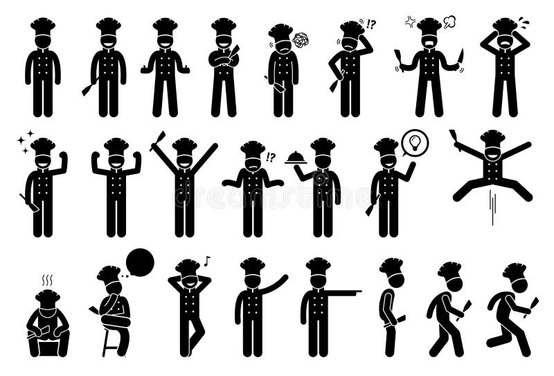 Chef Basic Poses, Feelings, Actions, and Emotions. Stock Vector ...