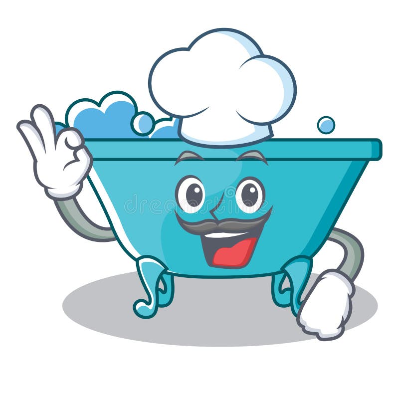 Chef Bathtub Character Cartoon Style Stock Vector - Illustration of ...