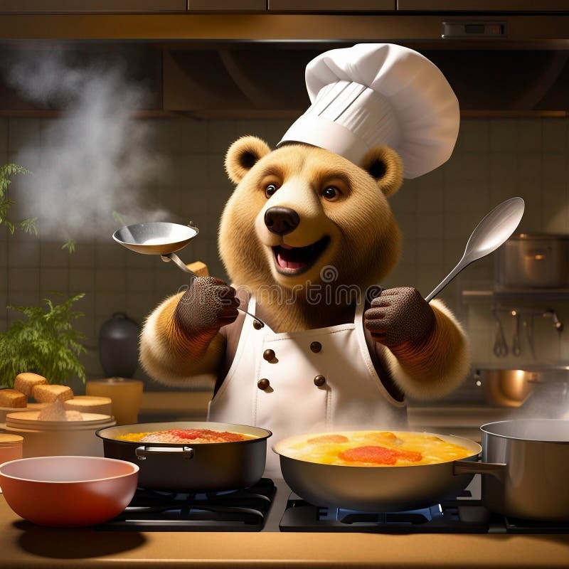 Chef Bear Cooking Illustration Background Stock Illustration ...