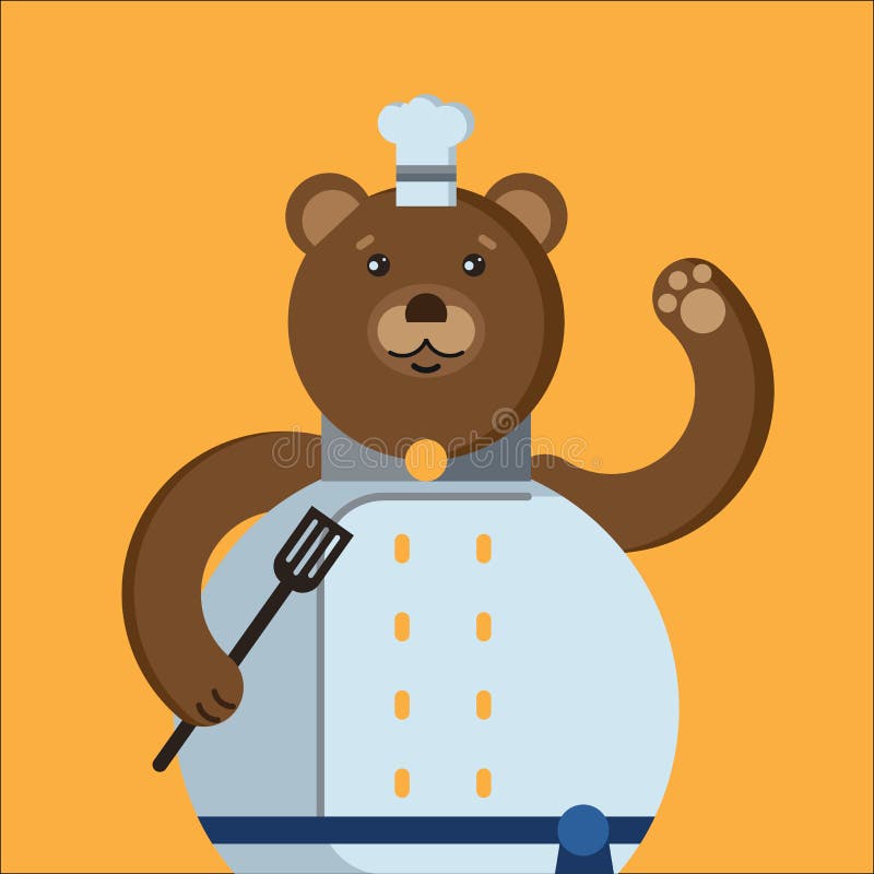 A cartoon bear chef stock illustration. Illustration of hand - 30006208