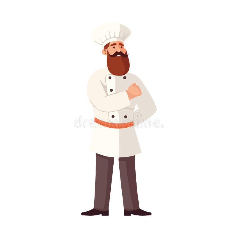 Chef Bearded Standing in Uniform Stock Vector - Illustration of kitchen ...
