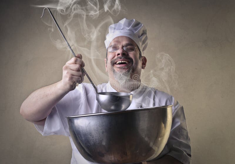 Chef with big pot stock photo. Image of happy, scent - 67496786
