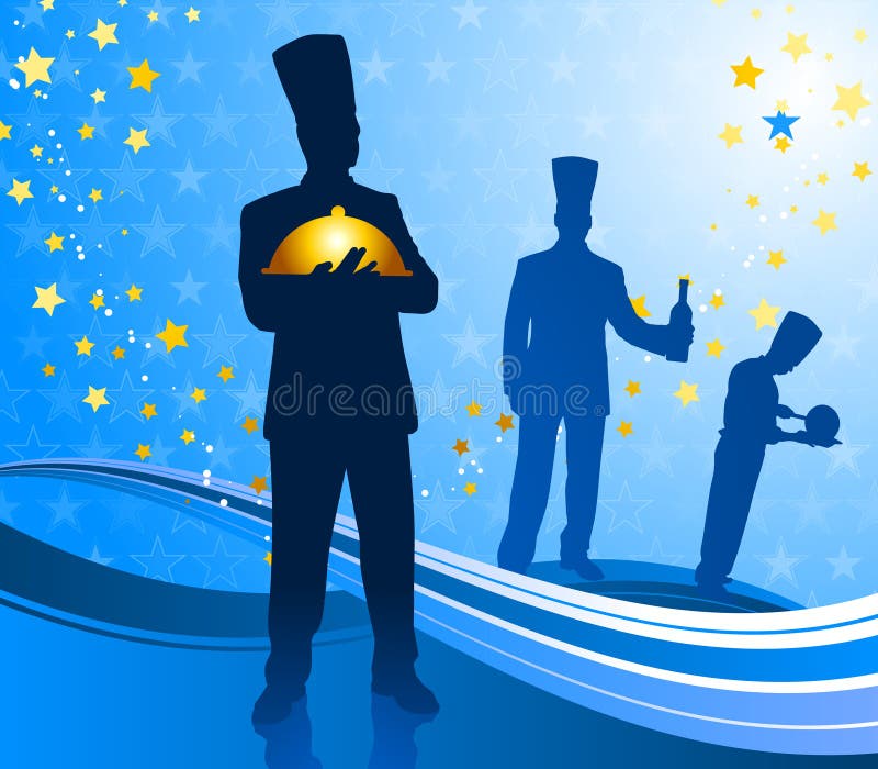 Chef on blue background stock vector. Illustration of brightly - 12270635