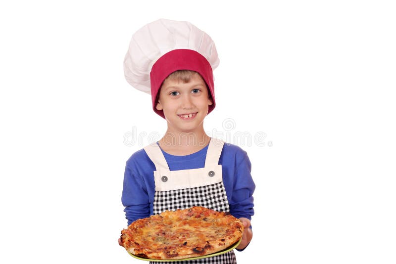 Chef boy with pizza stock photo. Image of meal, gourmet - 30960674