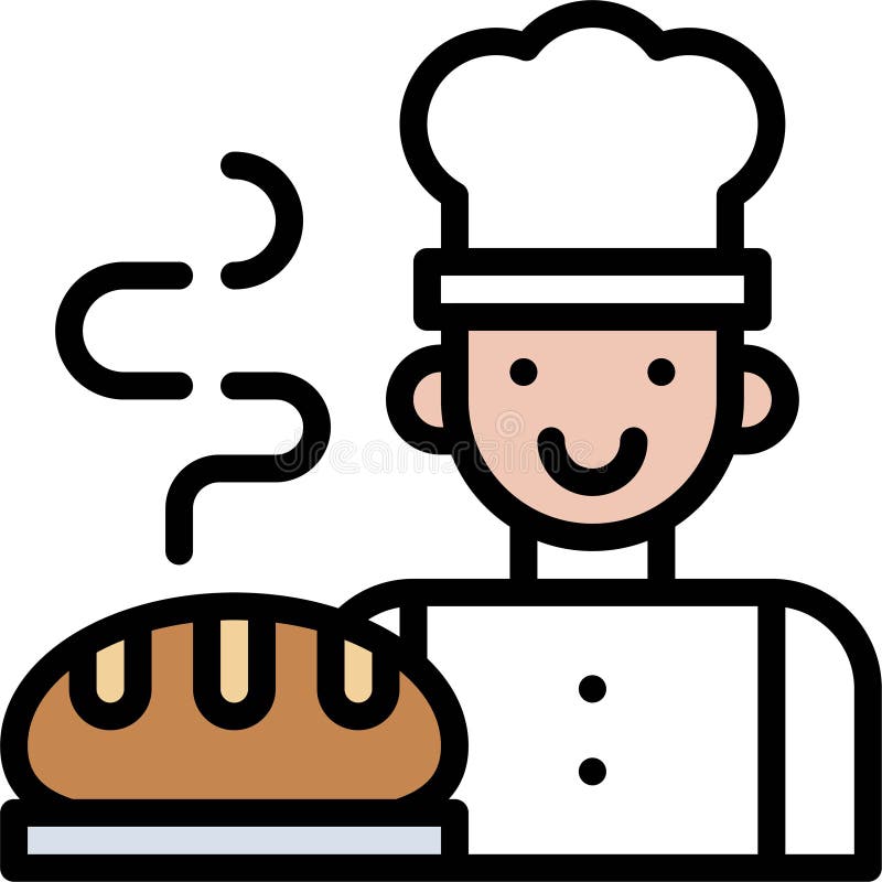 Chef and Bread Icon, Bakery and Baking Related Vector Stock Vector ...