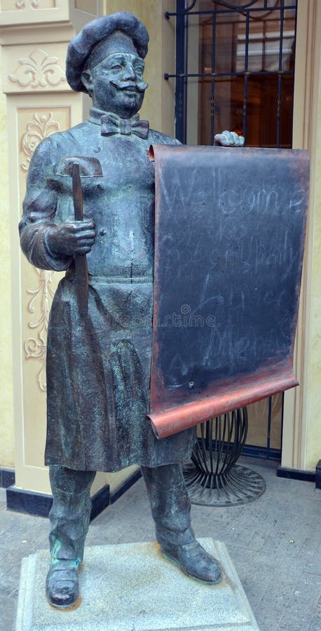 Chef Bronze Statue in Front a Restaurant Old Town Tbilisi Editorial ...