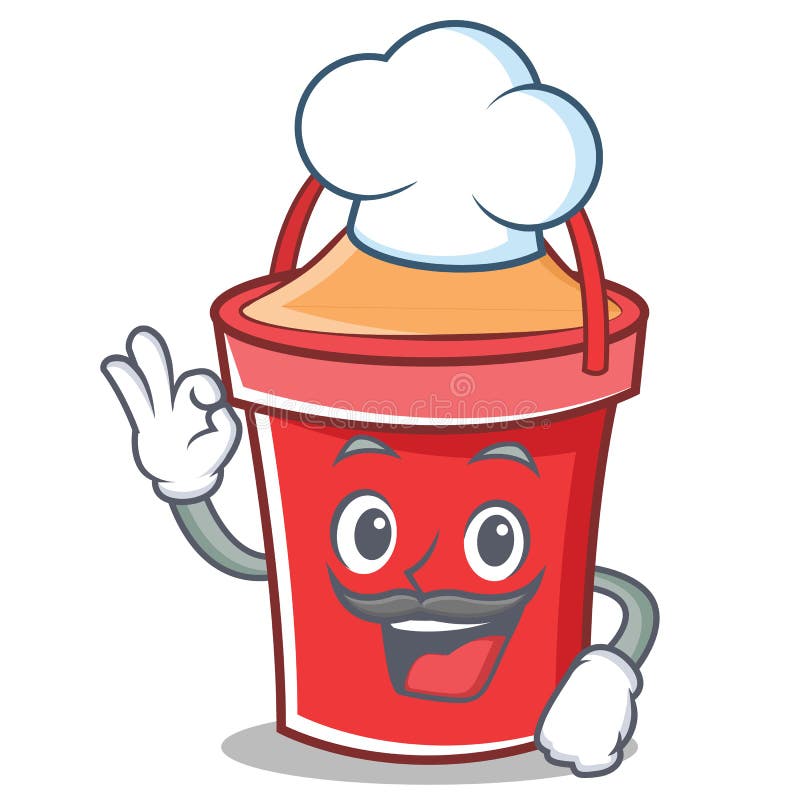 Chef Bucket Character Cartoon Style Stock Vector - Illustration of ...
