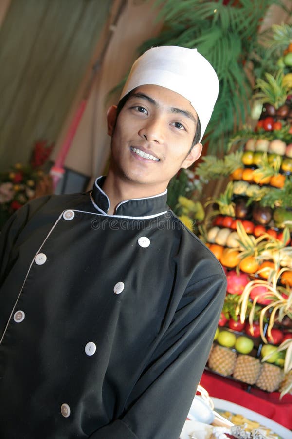 Chef at buffet restaurant stock image. Image of profession - 4902635