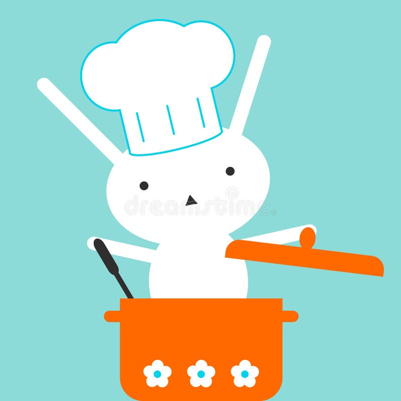Bunny Chef Cooking the Soup Stock Vector - Illustration of healthy ...