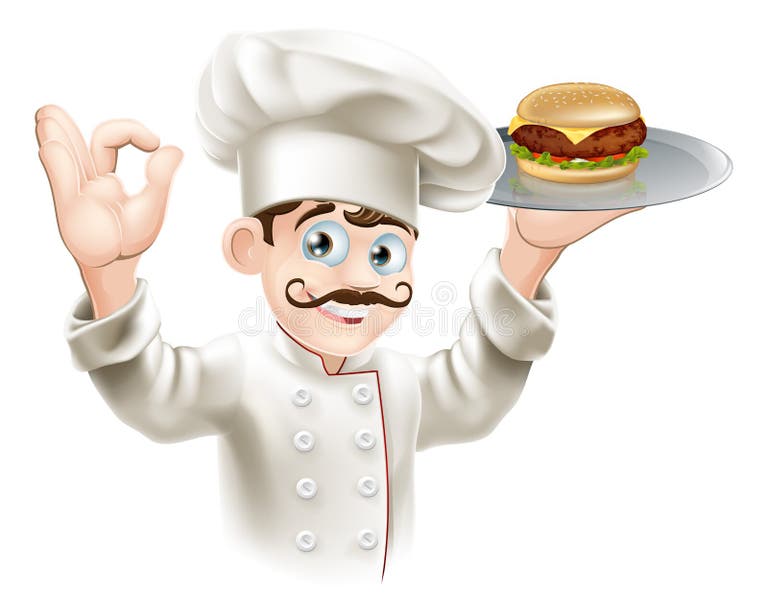 Character Chef Holding Burger Stock Illustrations – 423 Character Chef ...