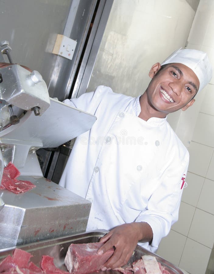 Chef at butcher stock photo. Image of cook, catering, food - 6385742
