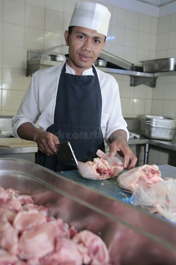 Chef at butcher stock image. Image of restaurant, employee - 6385749