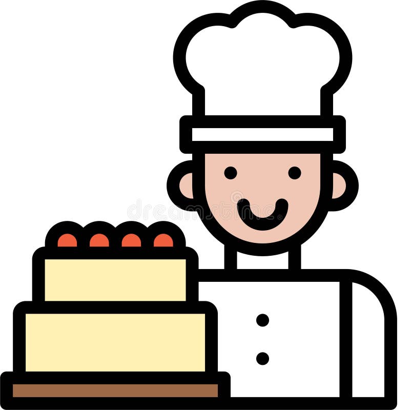 Chef and Cake Icon, Bakery and Baking Related Vector Stock Vector ...