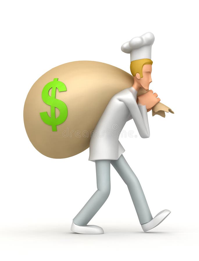 Chef Carries a Bag of Money Stock Illustration - Illustration of design ...
