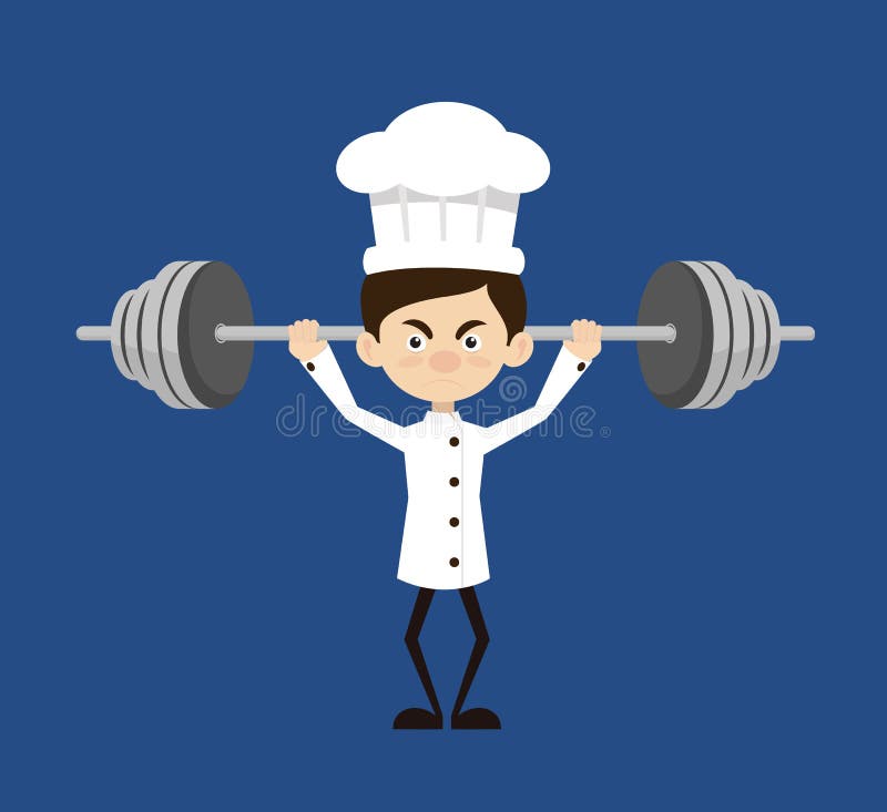 Chef Cartoon - Doing Weight Lifting Stock Vector - Illustration of ...