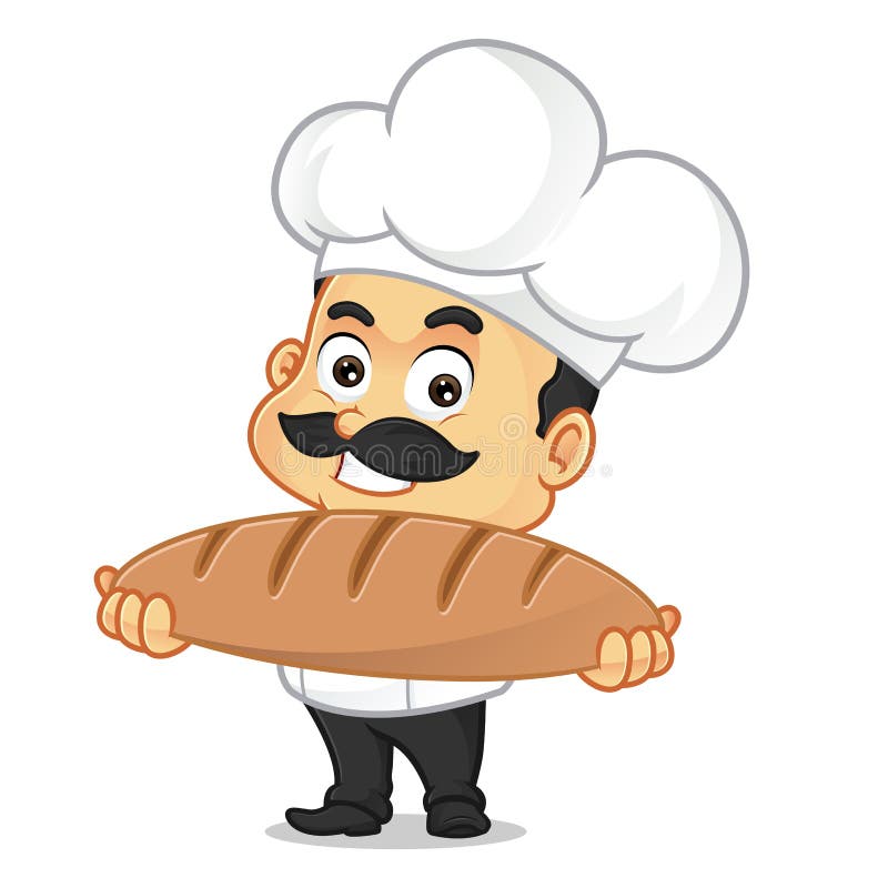 Chef Cartoon Holding Bread and Smiling Stock Vector - Illustration of ...