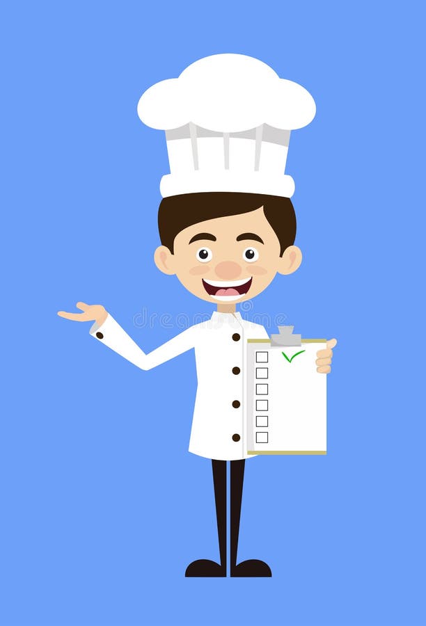 Chef Cartoon - Showing a Checklist Stock Vector - Illustration of ...