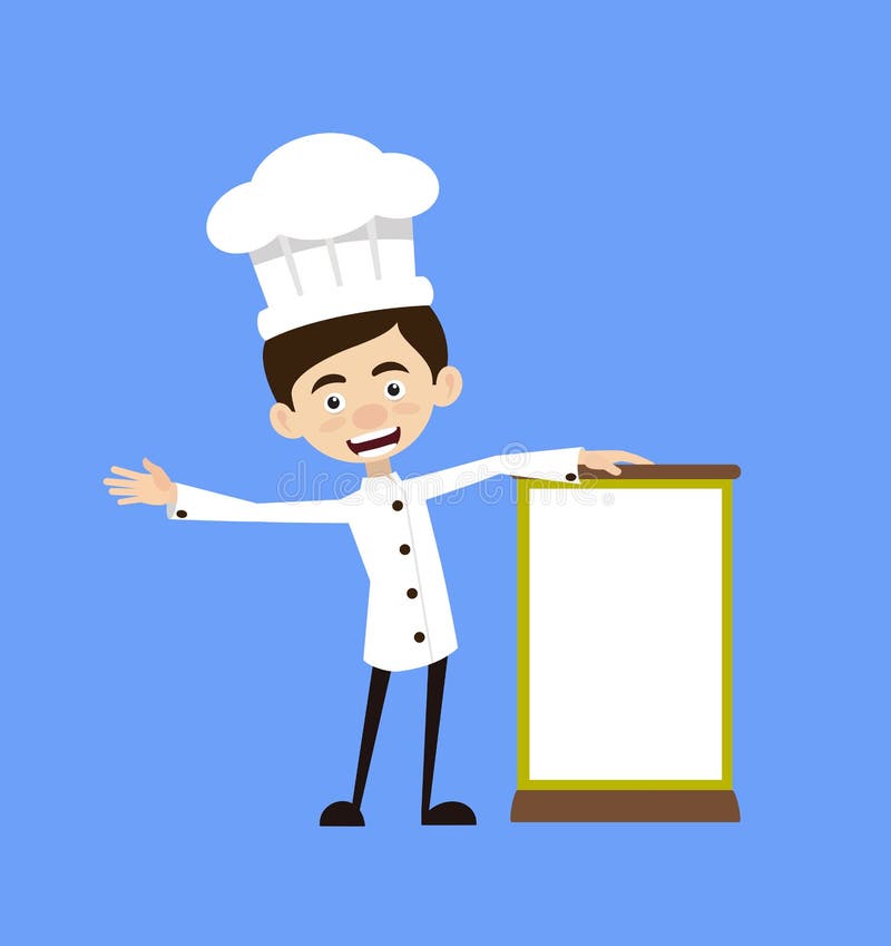 Chef Cartoon - Standing with a Blank Board Stock Vector - Illustration ...