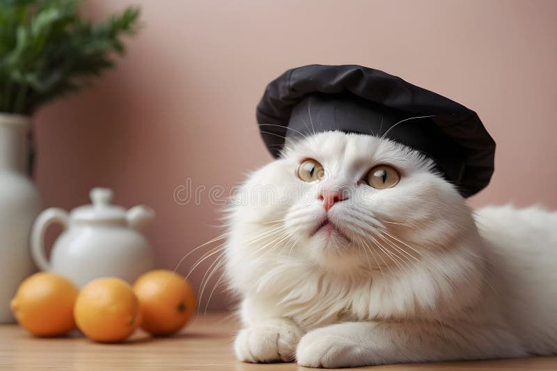 Chef Cat in a Cozy Kitchen Setting Preparing for a Culinary Adventure ...