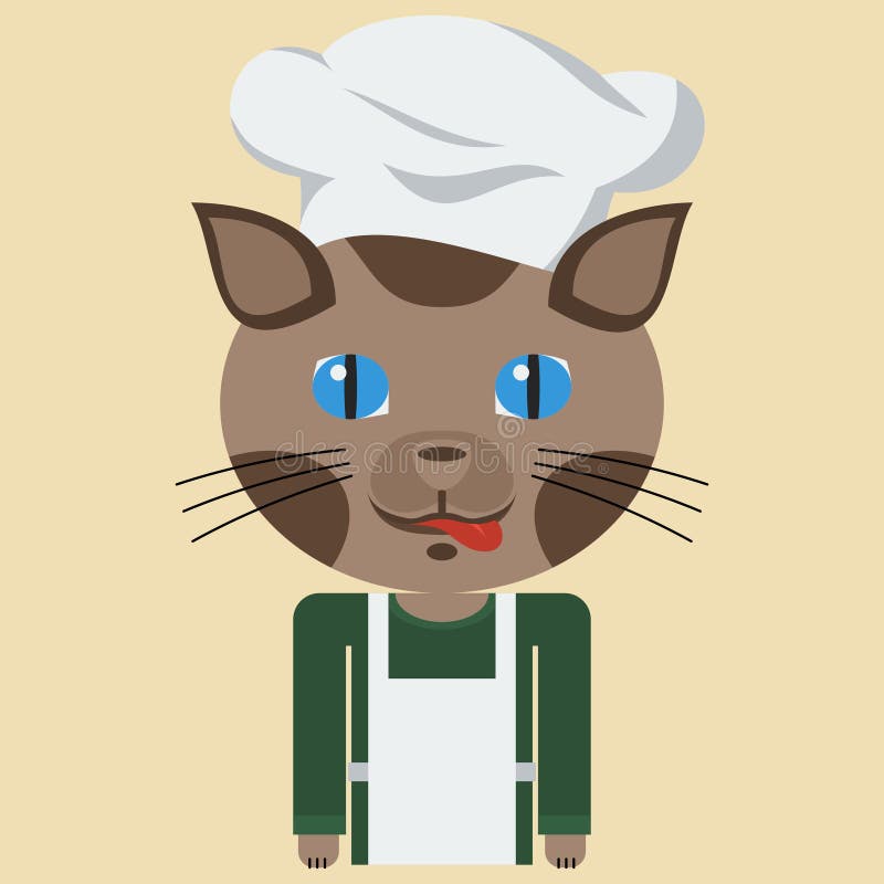 Flat Cartoon Style Chef Cat Character Illustration Stock Vector ...