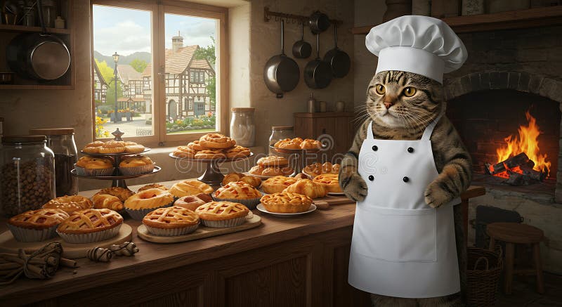 Chef Cat S Rustic Bakery: Warm Pastry Display in a Charming Kitchen ...