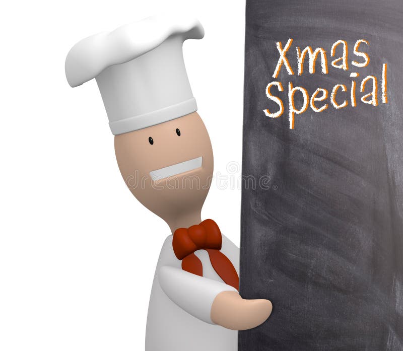 Chef with Chalkboard, Christmas Special Stock Illustration ...