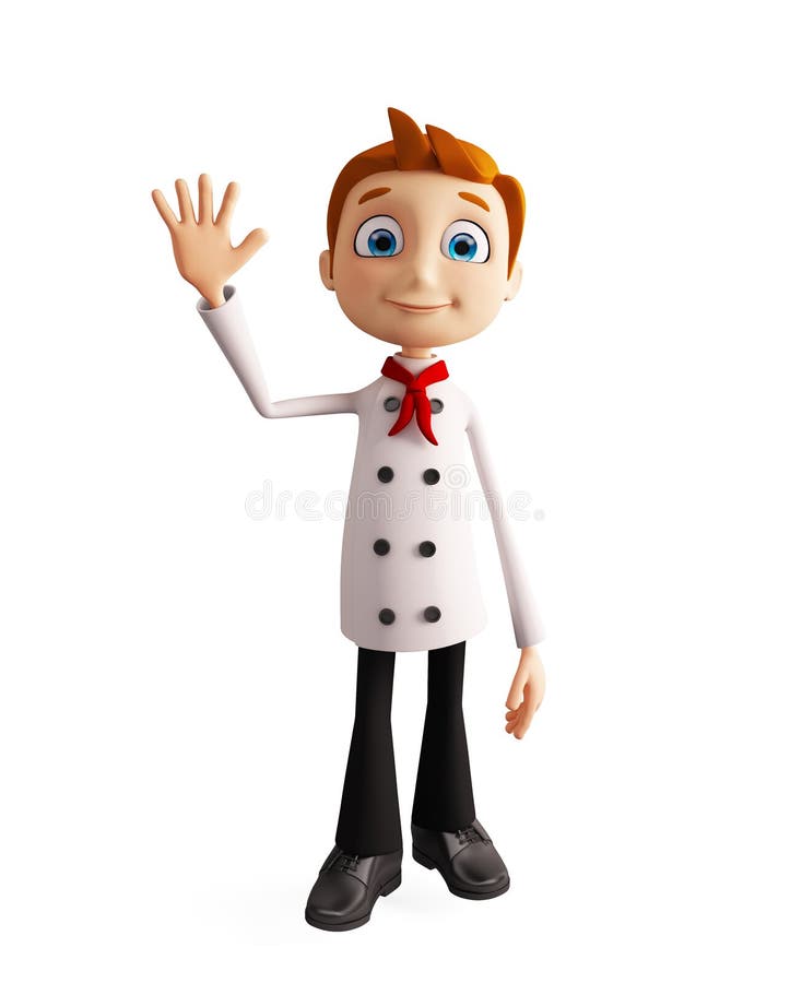 Chef Character with Bye Pose Stock Illustration - Illustration of food ...