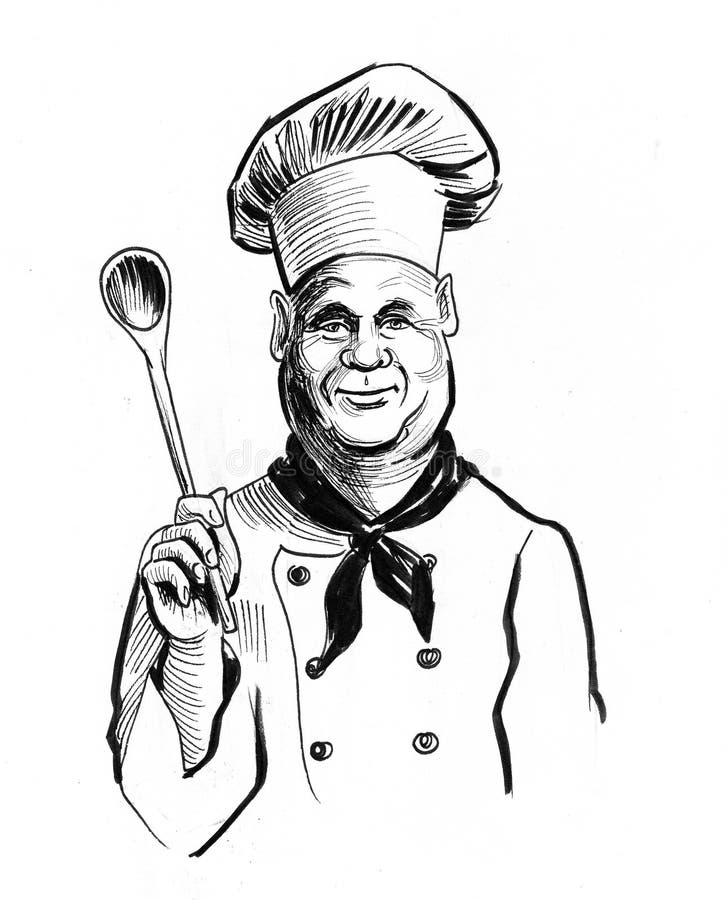 Chef character stock illustration. Illustration of spoon - 129493651