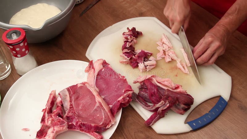 Chef Chopping Beef Fat and Meat Stock Footage - Video of butcher, food ...