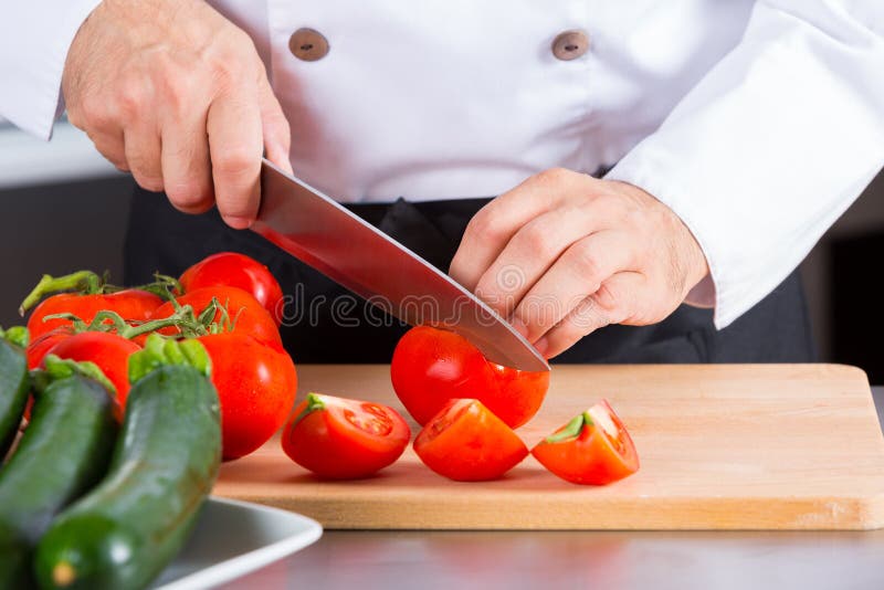 Chef chopping vegetables stock photo. Image of hand, cook - 79234844