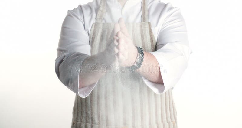 Chef Clapping Hands Filled with Flour Stock Footage - Video of clapping ...