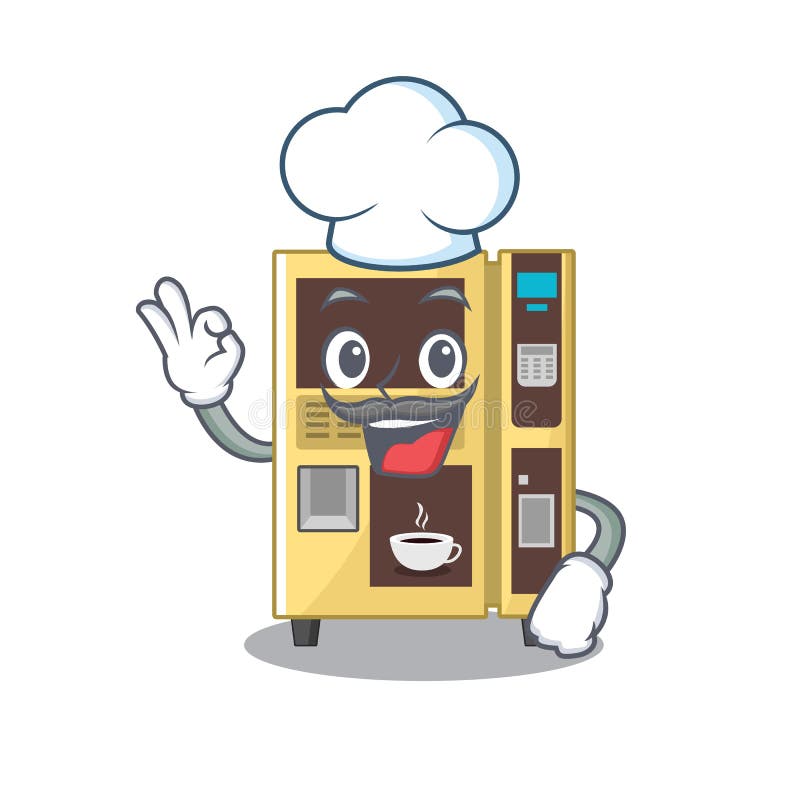 Chef Coffee Vending Machine with Cartoon Shape Stock Vector ...