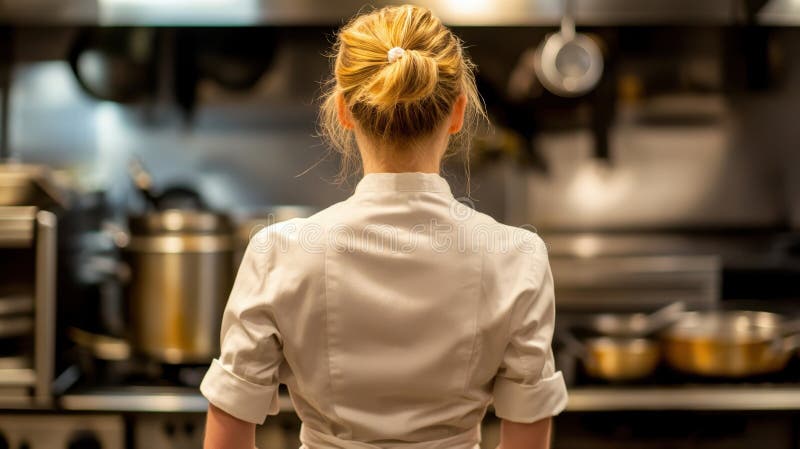 Chef in Command Back View of a Culinary Professional in Restaurant ...