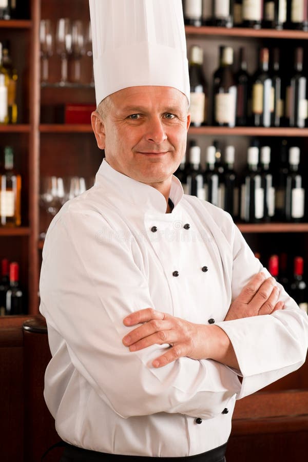 Chef Cook and Waiter Restaurant Wine Bar Stock Photo - Image of indoors ...