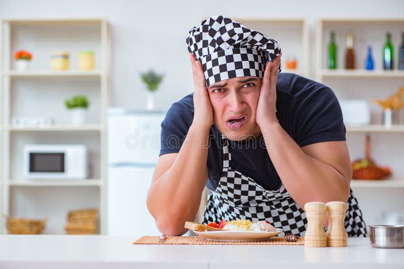 The Chef Cook Cooking a Meal Breakfast Dinner in the Kitchen Stock ...