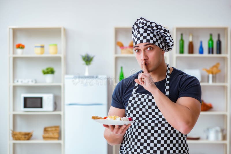 The Chef Cook Cooking a Meal Breakfast Dinner in the Kitchen Stock ...